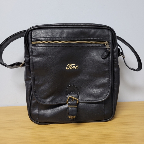 Ford | Bags | Ford Leather Crossbody Bag Satchel Purse Zip Plaid Lined ...